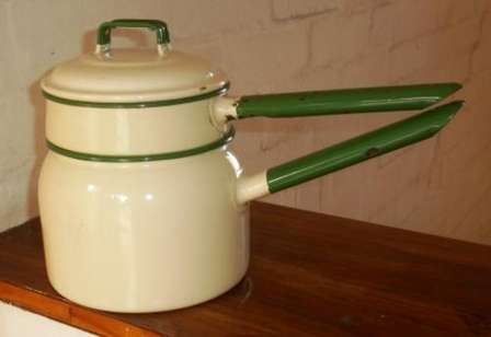 Pots - Retro "Judge ware" enamel double boiler,green trim. was sold for ...