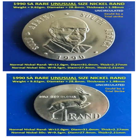 Fifty Cent - Rare UNC 1990 SA R1 coin of an unusual size and weight ...