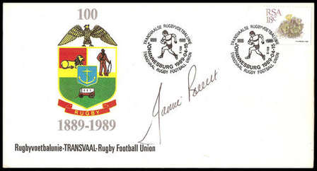 Republic of South Africa - Rugby cover signed by Jannie Breedt ...