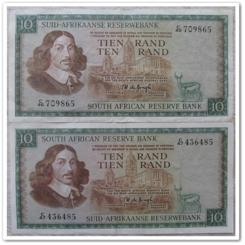 TW de Jongh - ** R10 BANK NOTES X2 ** TW DE JONGH !! STARTING @ R1 was ...