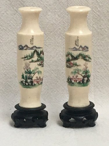 Oriental - Signed Pair 18th Century Chinese Carved Bone/Ivorine ...