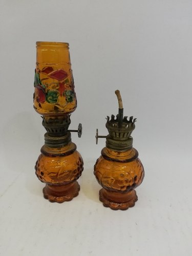 Lamps & Lanterns - Vintage Multi Color Stained Glass Style Oil Lamps ...