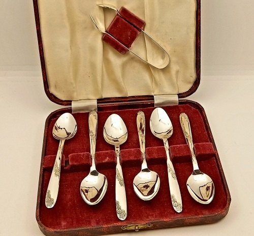 Cutlery - 6 Vintage-Angora Silver plated EPNS Tea Spoons and Sugar ...
