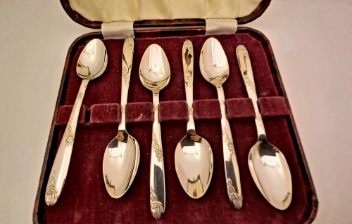 Cutlery - 6 Vintage-Angora Silver plated EPNS Tea Spoons and Sugar ...