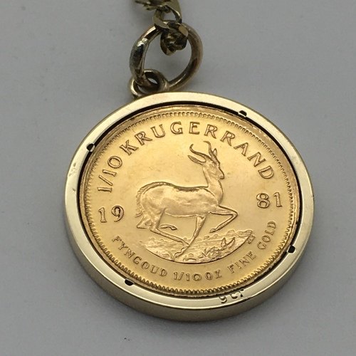 Pendants - Lovely `1/10th Krugerrand` Gold Coin Pendant and Chain was ...