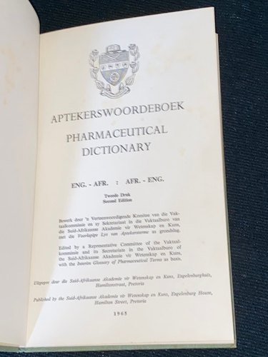 Reference - PHARMACEUTICAL DICTIONARY / APTEKERS WOORDEBOEK ENG - AFR ...