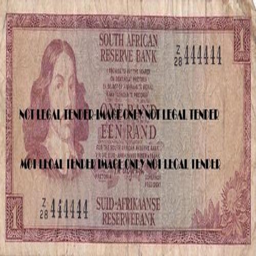 TW de Jongh - R1 ONE RAND NOTE SOUTH AFRICAN RESERVE BANK Z28/444444 ...