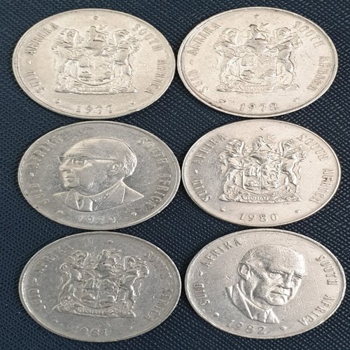 One Rand - HIGH GRADE COLLECTION OF 6 - 2nd Decimal R1 Coins (1977 to ...