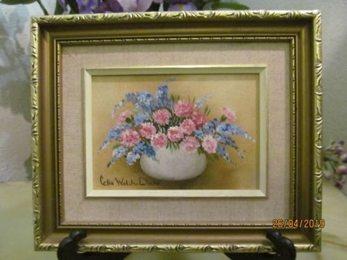 Paintings - CELIA WALSH-DIEHL 2 !! Framed Vintage Oil on Board - Still ...