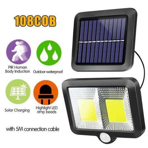 Security & Floodlights - 108 COB LED Bright White Solar LED Light With ...