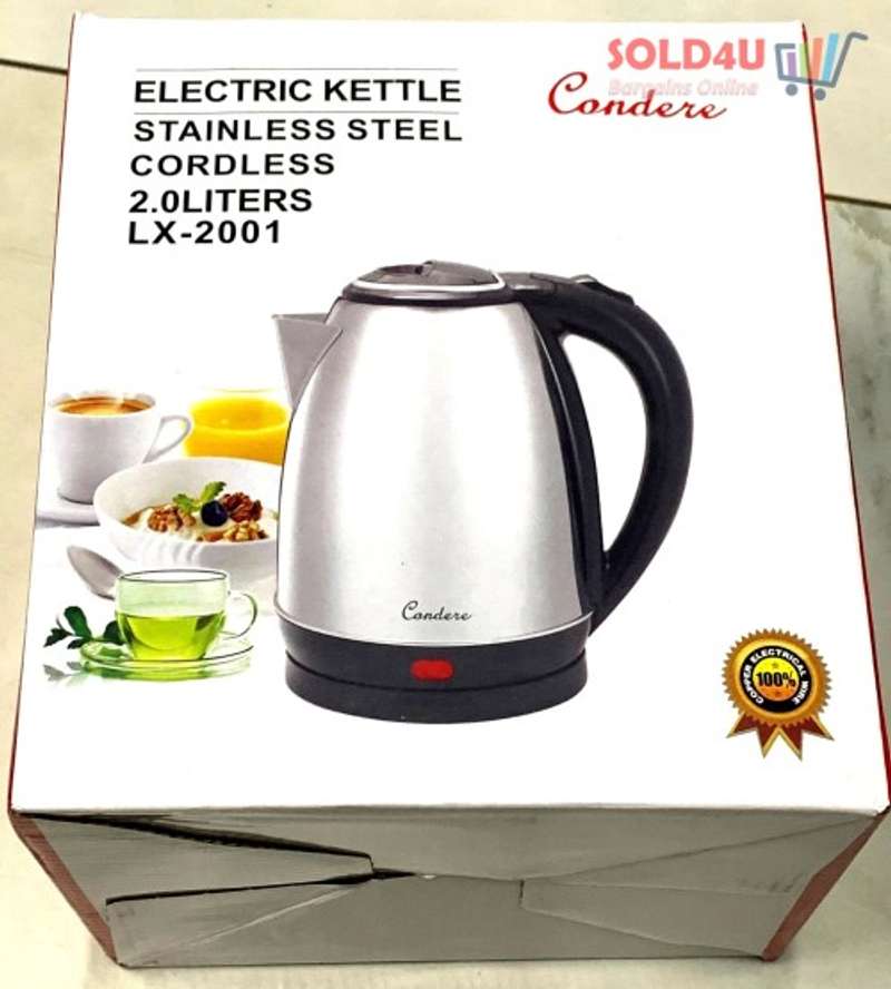 Kettles - Condere 2 Litre Cordless Electric Kettle - Stainless Steel ...