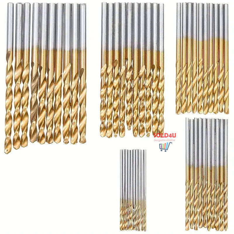 Drills - 50pcs Titanium Coated Drill Bits HSS High Speed Steel Drill ...