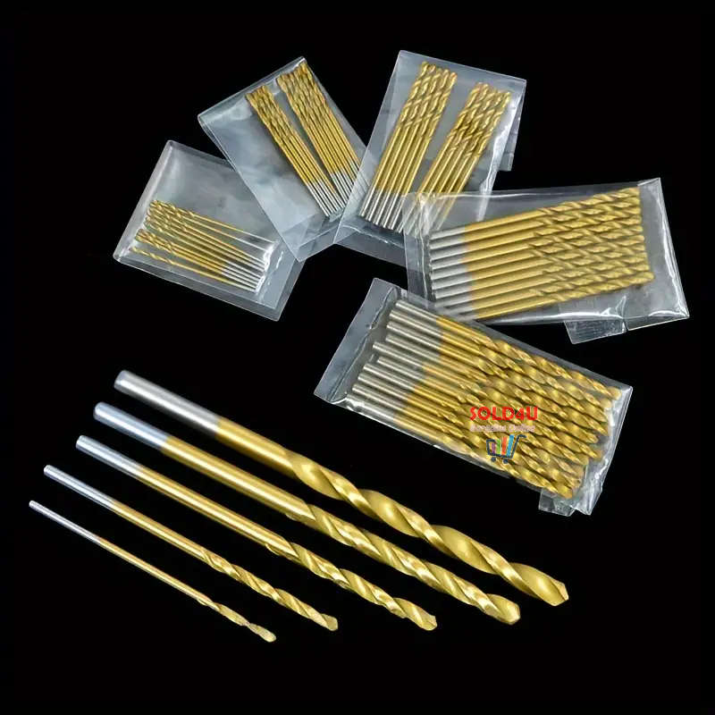 Drills - 50pcs Titanium Coated Drill Bits HSS High Speed Steel Drill ...