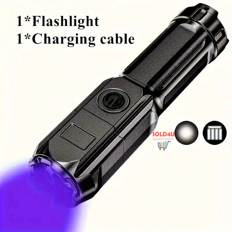 Flash Lighting - UV Flashlight UV395NM Rechargeable Bright Portable ...