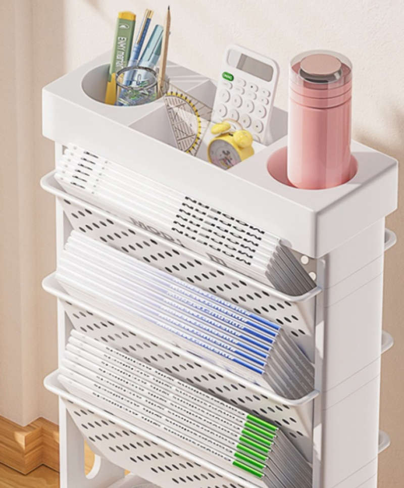 Racks & Stands - Movable Desk Magazine/Paper Storage Rackwith Wheels ...