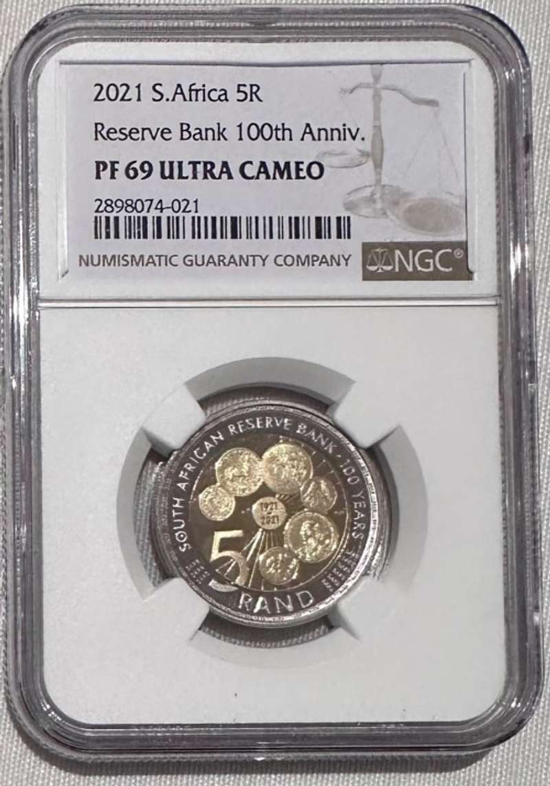 Five Rand - Graded 2021 Proof R5 NGC PF69 coin set 100yr Reserve Bank ...
