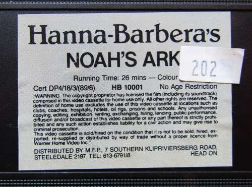 TV Series - Hanna Barbera`s Noah`s Ark - Children`s Animated VHS Tape ...