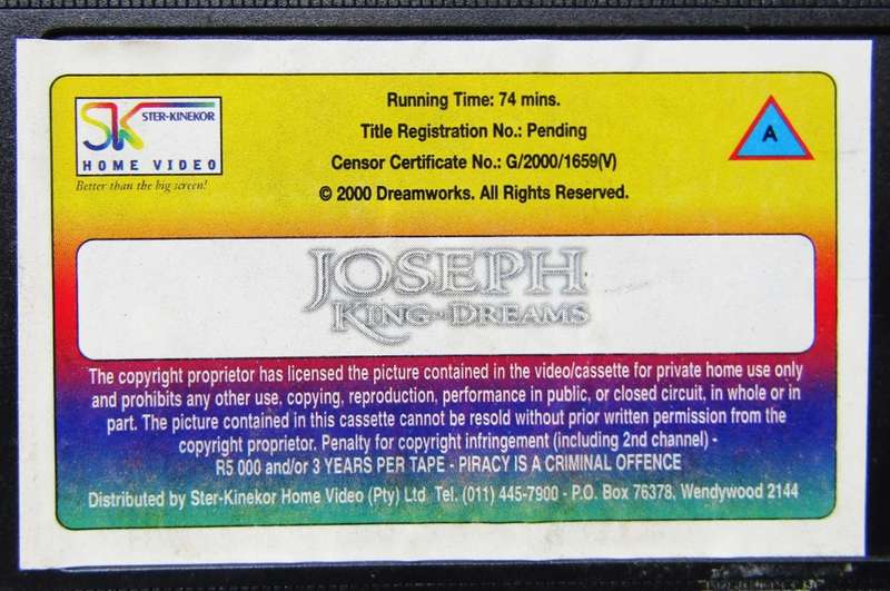 Movies - Joseph King of Dreams - VHS Video Tape (2000) for sale in ...