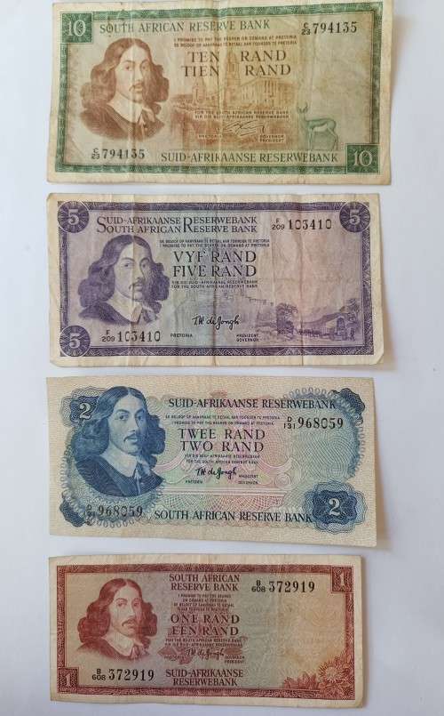 TW de Jongh - Rare vintage collectors set of South African bank notes ...