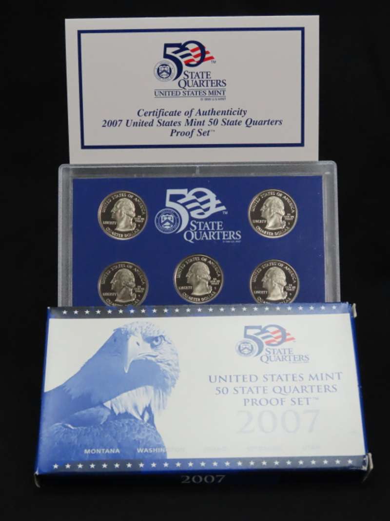 Proof sets - USA , 2007 Complete Statehood Quarters Proof set, 5 coin ...