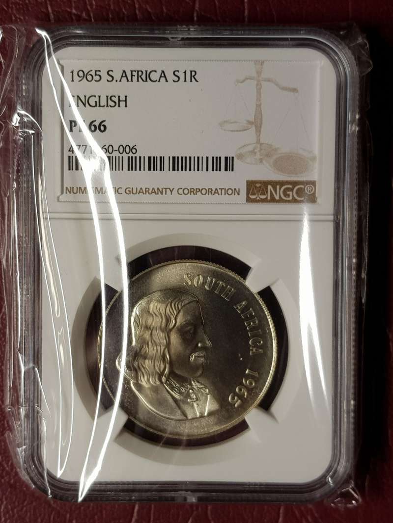 One Rand - 1965 RSA Silver R1 - English - NGC Graded PF 66 for sale in ...