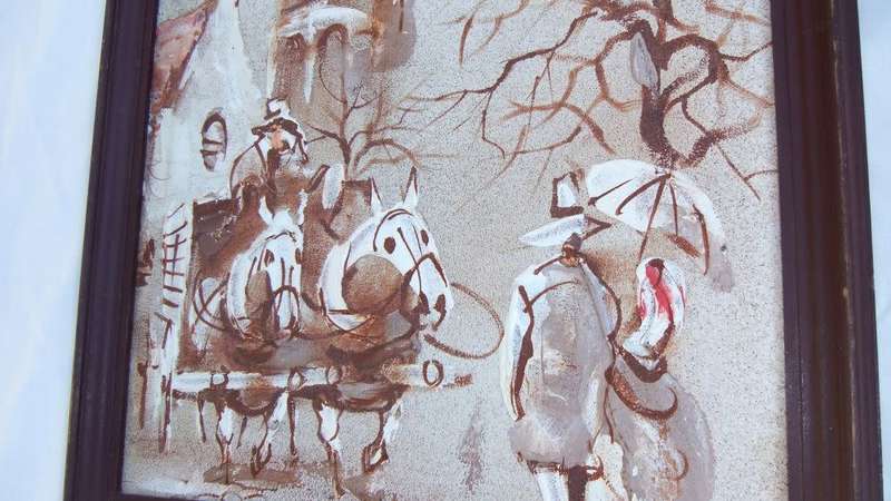 Paintings - An original but unsigned Parisian themed oil painting by ...