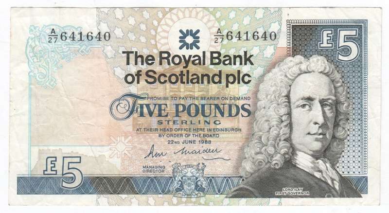 Europe & Great Britain - Scotland Five pounds note - Royal Bank of ...