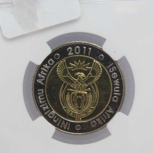 Five Rand - 2011 90th anniversary of SARB R5 coin Graded MS 66 by NGC ...