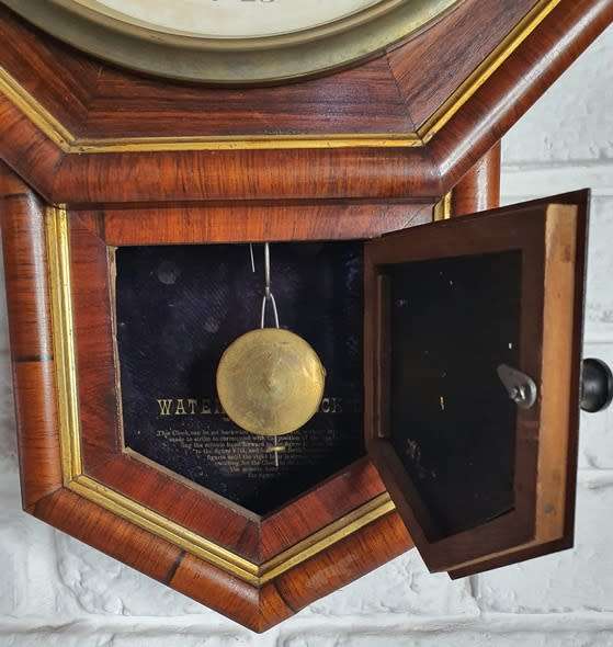 Mantel Clocks - Beautiful Mahogany Welsh Calender Clock by Waterbury ...