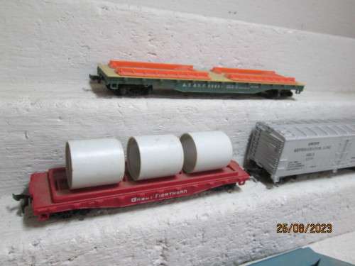 Rolling Stock - HO SCALE : TYCO - WAGON OFFLOADER + X4 GOODS WAGONS for ...