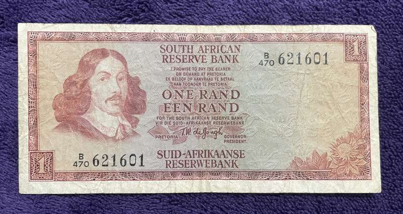 ZAR Bank Notes - Old South African One Rand Bank Note for sale in ...