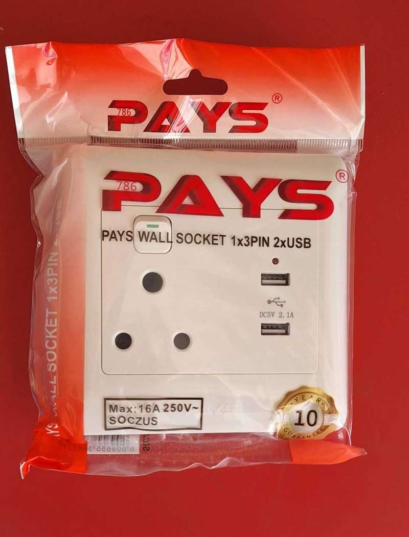 Switches & Outlets - PAYS 4X4 Wall Socket with 1X3PIN AND 2XUSB for ...