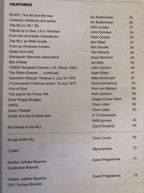 Documents & Literature - THE MAGAZINE OF THE RHODESIAN LIGHT INFANTRY ...