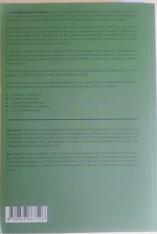 Afrikaans Non-Fiction - Die ontwikkeling van die kind en adolessent for ...