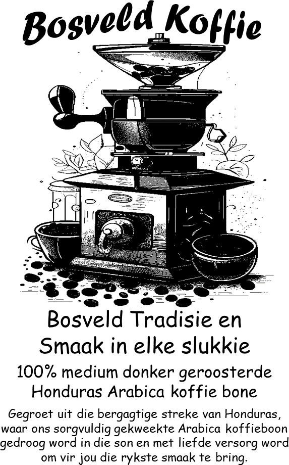 Coffee, Tea & Hot Drinks - Bosveld Koffie - 100% suiwer Honduras ...