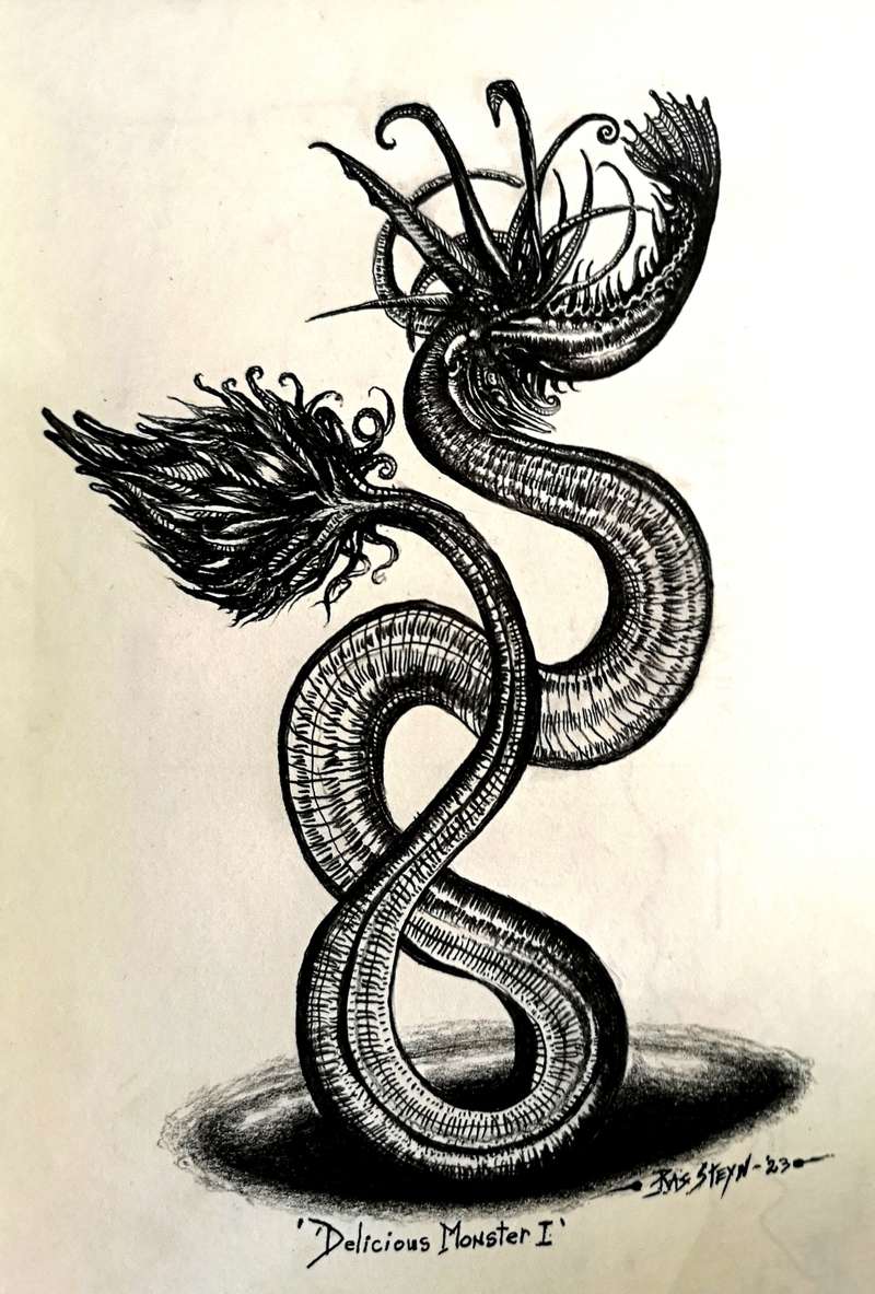 Drawings - Original Drawing: `Delicious Monster I` by Surrealist Artist ...
