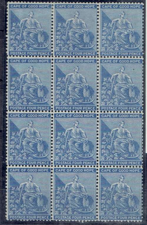 Cape of Good Hope - Cape of Good Hope 1871 4d ultramarine block of 12 ...