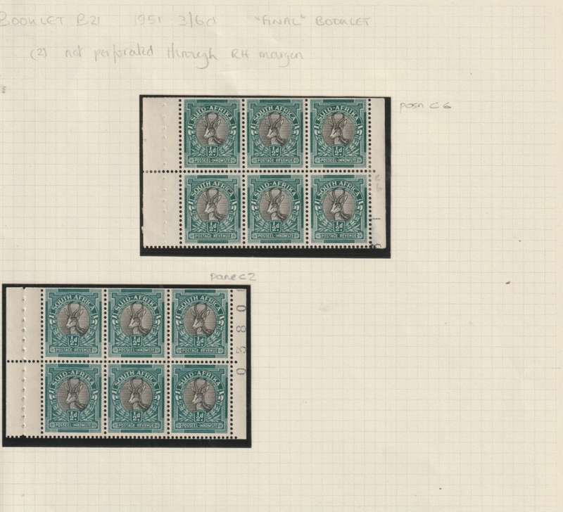 Union of South Africa - South Africa Booklets 1951 3/6 exploded booklet ...