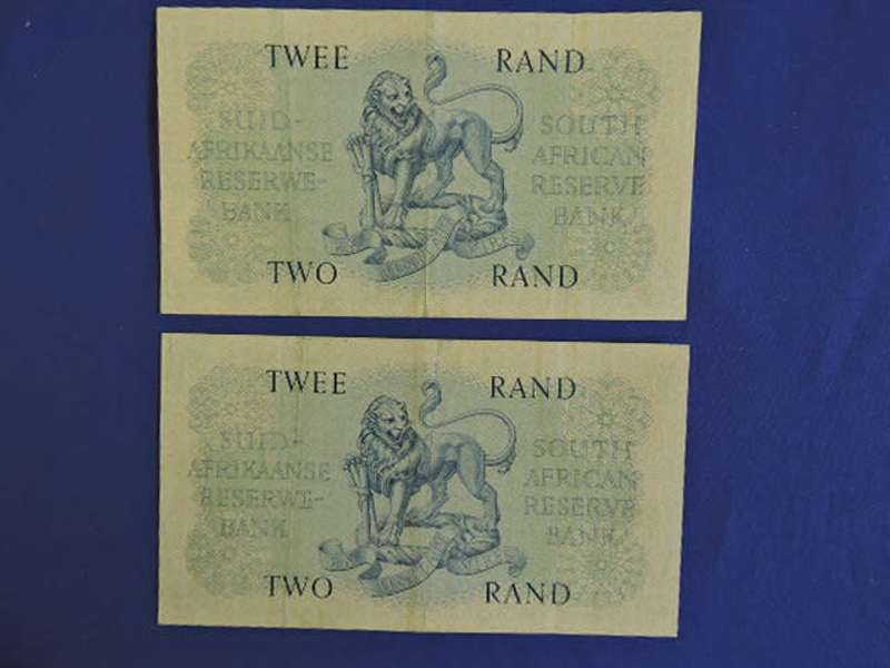 G Rissik - South African Reserve Bank sequential R2 Two Rand Bank notes ...