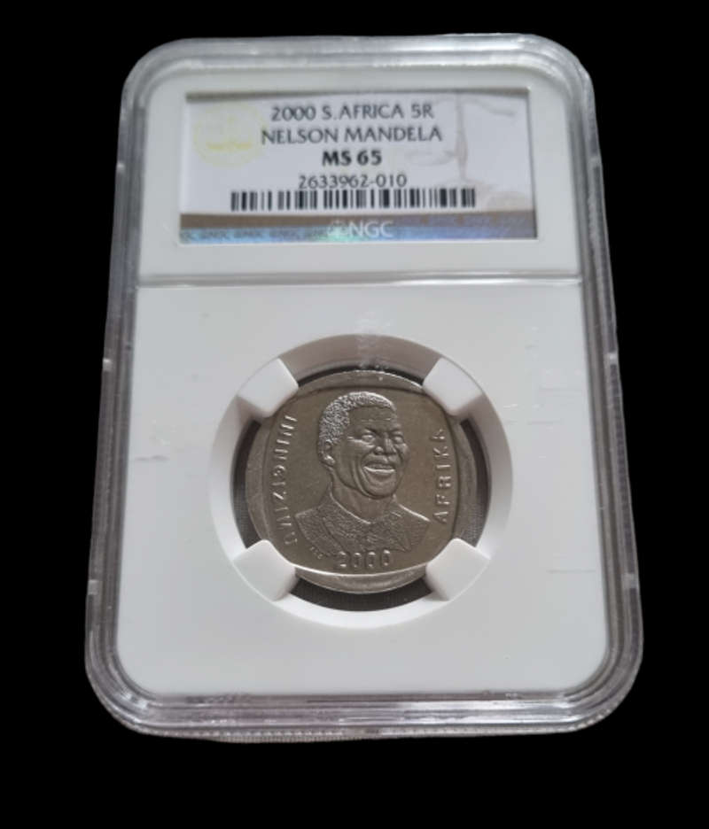 2000 R5 - South Africa: 2000 Mandela R5, NGC Ms65 was sold for 170.00 on 14 Sep at 20:16 by ...