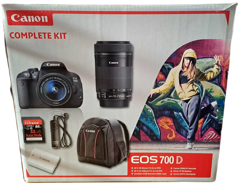 Digital SLR - Pre-Owned Canon EOS 700D COMPLETE Camera Kit in original Packaging With 2 Lenses ...