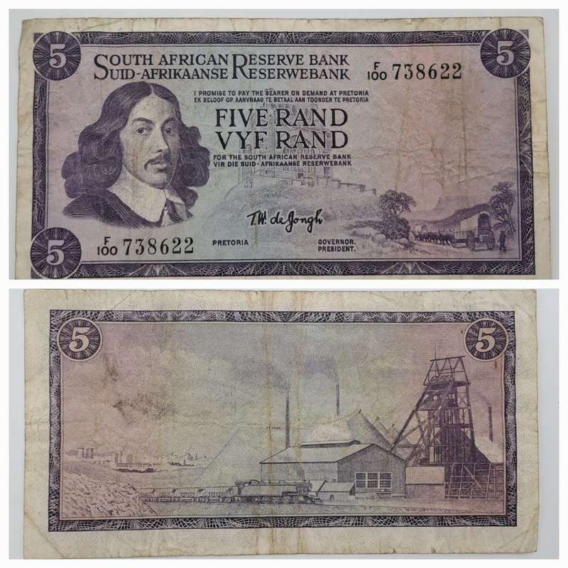 TW de Jongh - 1966-1967 TW de Jongh South Africa 5 Rand- R5 - English ...