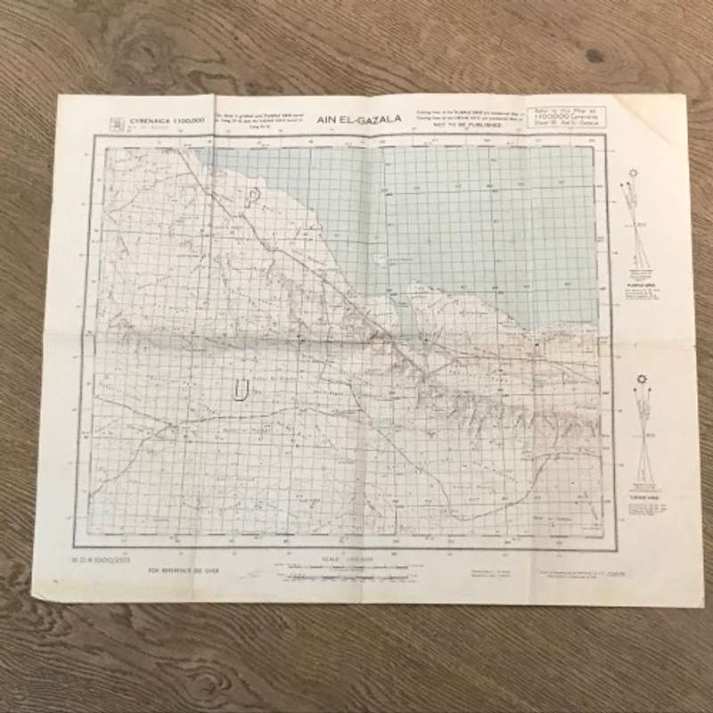 Maps - WW2 1941 War Map of AIN EL-GAZALA Libyan grid - 59,5 x 49cm was ...