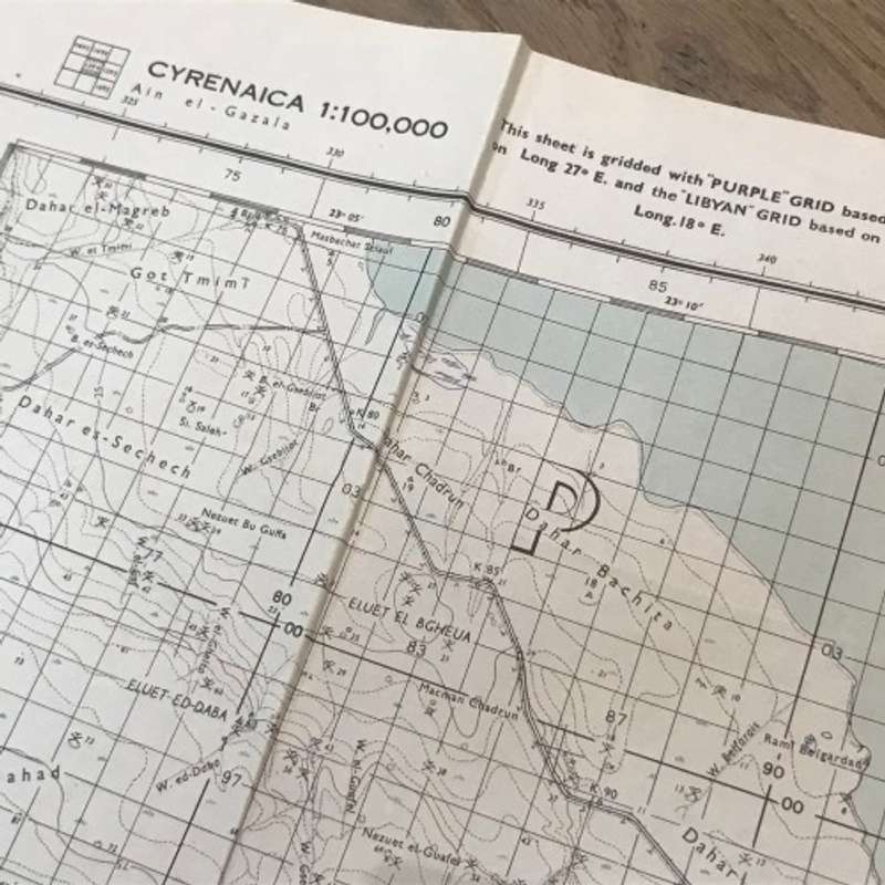 Maps - WW2 1941 War Map of AIN EL-GAZALA Libyan grid - 59,5 x 49cm was ...