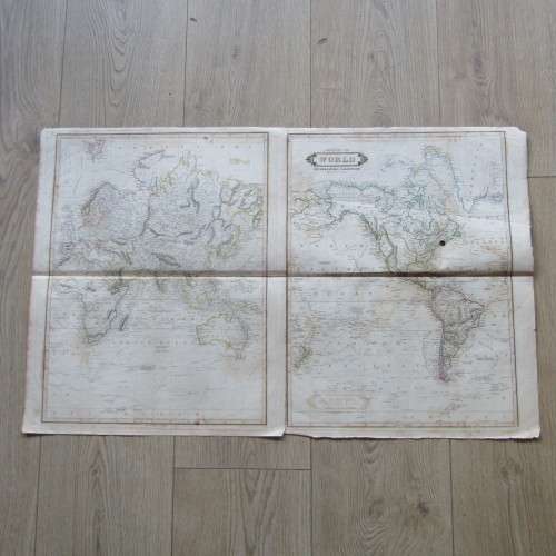Maps - Original 1830`s map of of a chart of the world on Mercators ...