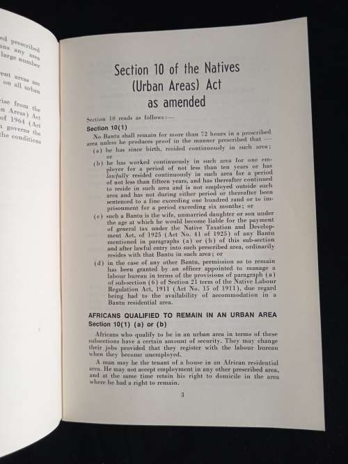 Africana - Memorandum on the Application of the Pass Laws & Influx ...