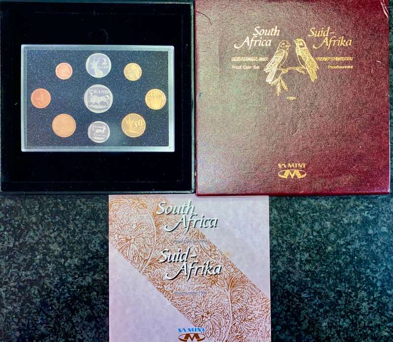 Proof Sets - SOUTH AFRICA MINT PROOF COIN SET R5 TO 1 CENT -- 1994 ...