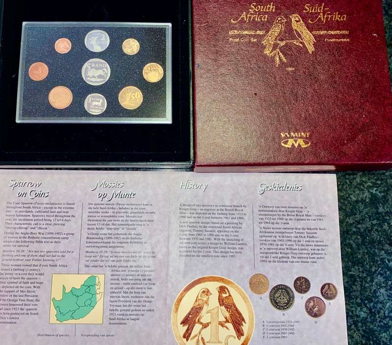 Proof Sets - SOUTH AFRICA MINT PROOF COIN SET R5 TO 1 CENT -- 1994 ...