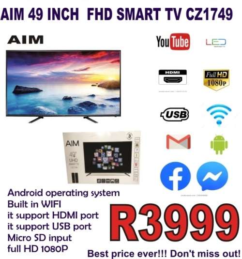 Televisions - AIM 49" Inch FHD Smart TV CZ1749 was sold for 3,999.00 on ...