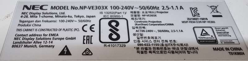 Projectors - NEC NP-VE303X projector - 79% lamp life was sold for 2,050 ...